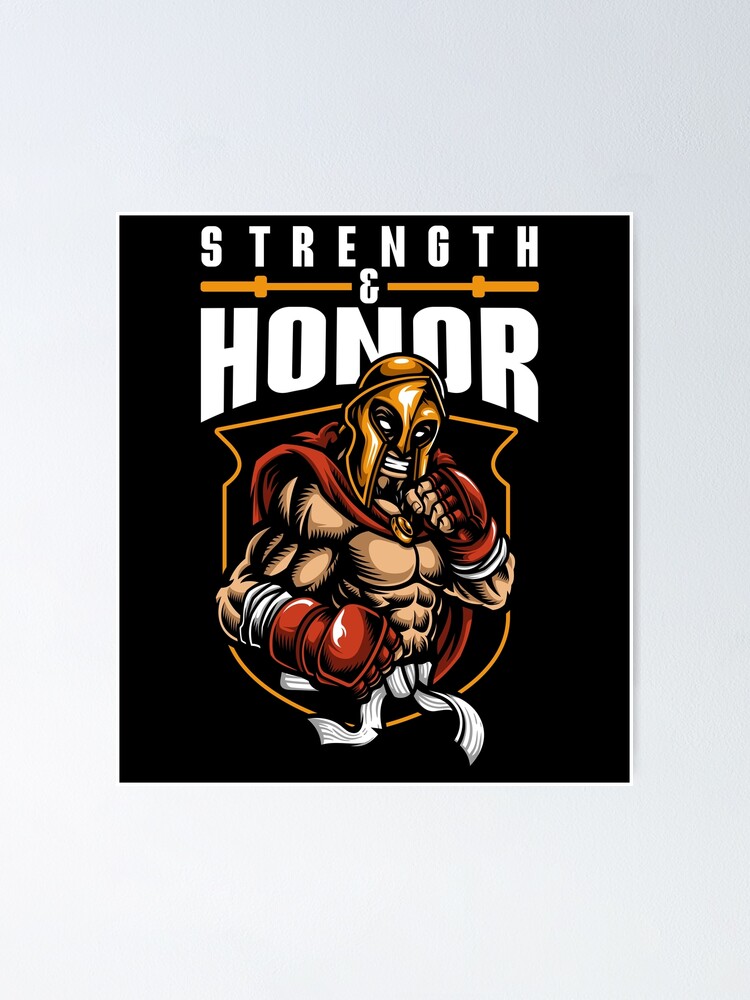 "Martial Arts Gym Fighter Slogan Strength and Honour" Poster by ...