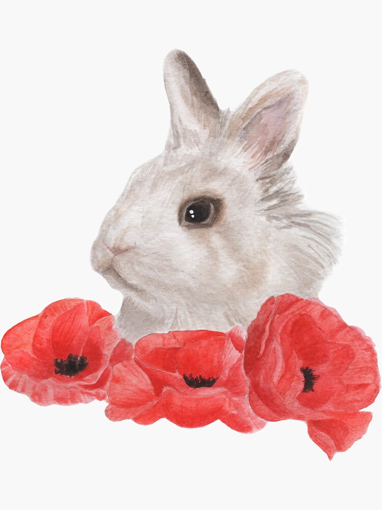 "white rabbit poppy opium red flowers" Sticker for Sale by vnmoore ...