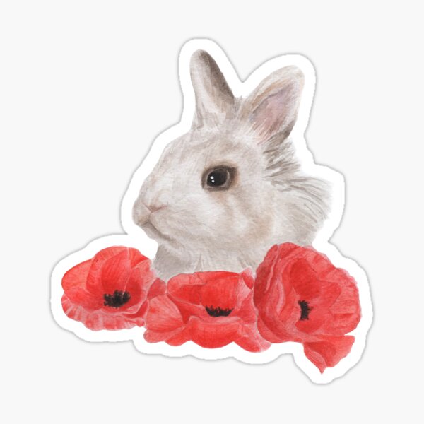 "white rabbit poppy opium red flowers" Sticker for Sale by vnmoore ...