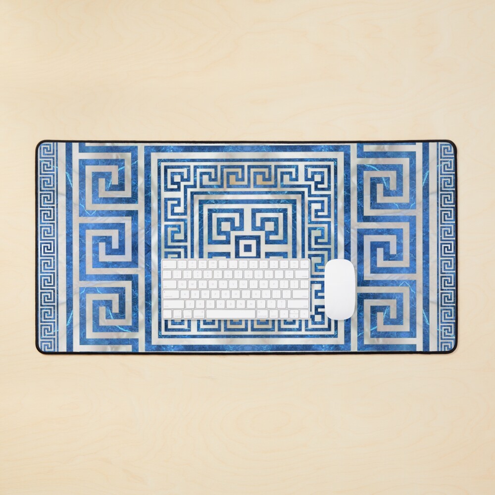 "Greek Key Ornament - Greek Meander - Blue Marble" Comforter for Sale ...