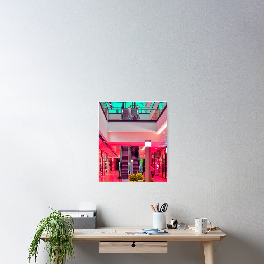 "Vapormall Red 90s Mallsoft Aesthetic Plaza" Poster for Sale by ...