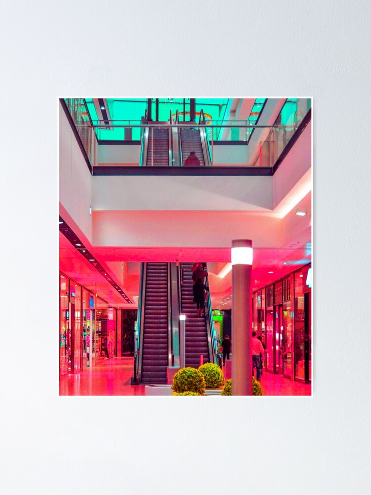 "Vapormall Red 90s Mallsoft Aesthetic Plaza" Poster for Sale by ...
