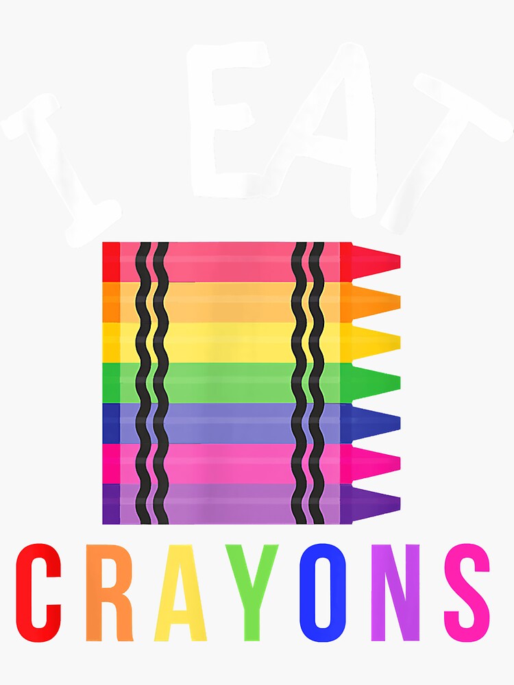 "I Eat Crayons Funny Kids Coloring Drawing For Artists" Sticker for ...