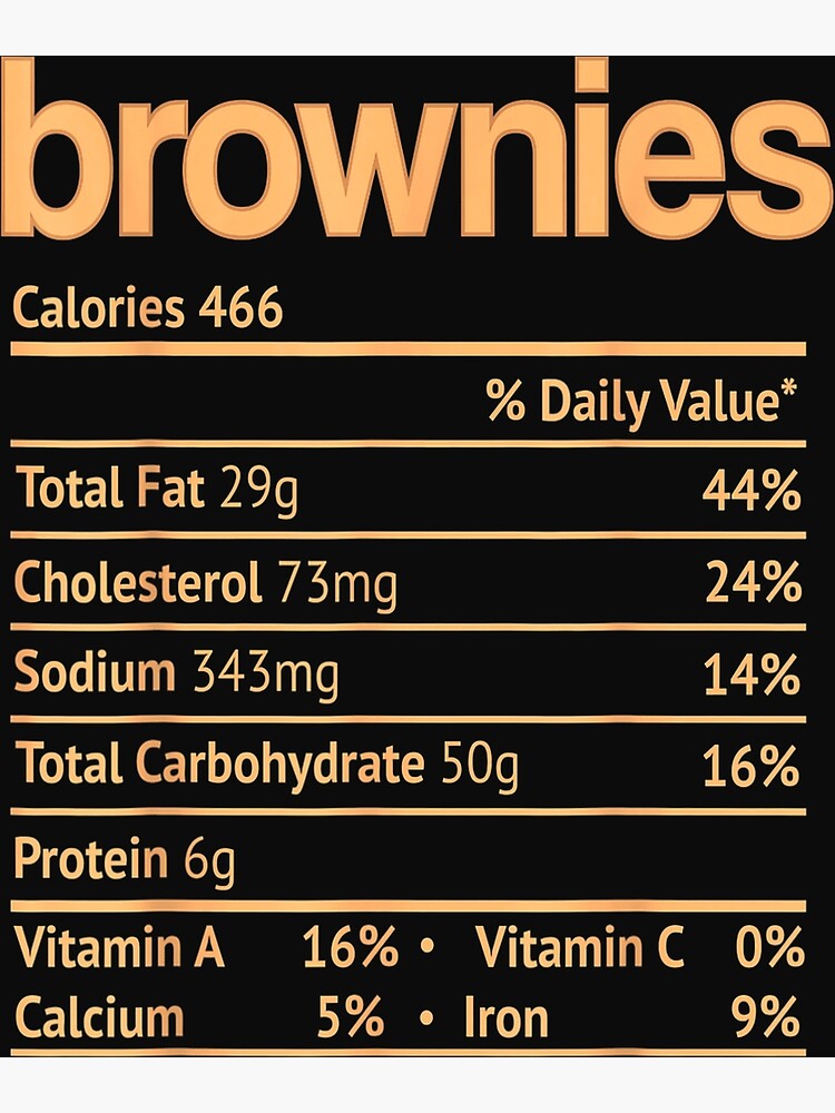 "Brownies Nutrition Facts Funny Thanksgiving Christmas Food" Poster for ...