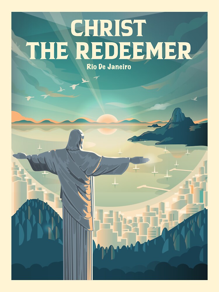 "Christ the Redeemer Rio de Janeiro Travel Poster" Sticker for Sale by ...
