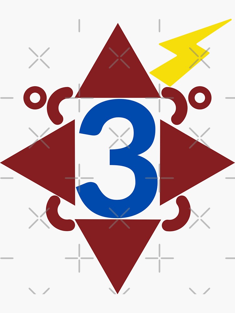 "Number 3 in The Middle of Geometric Shapes" Sticker for Sale by ...
