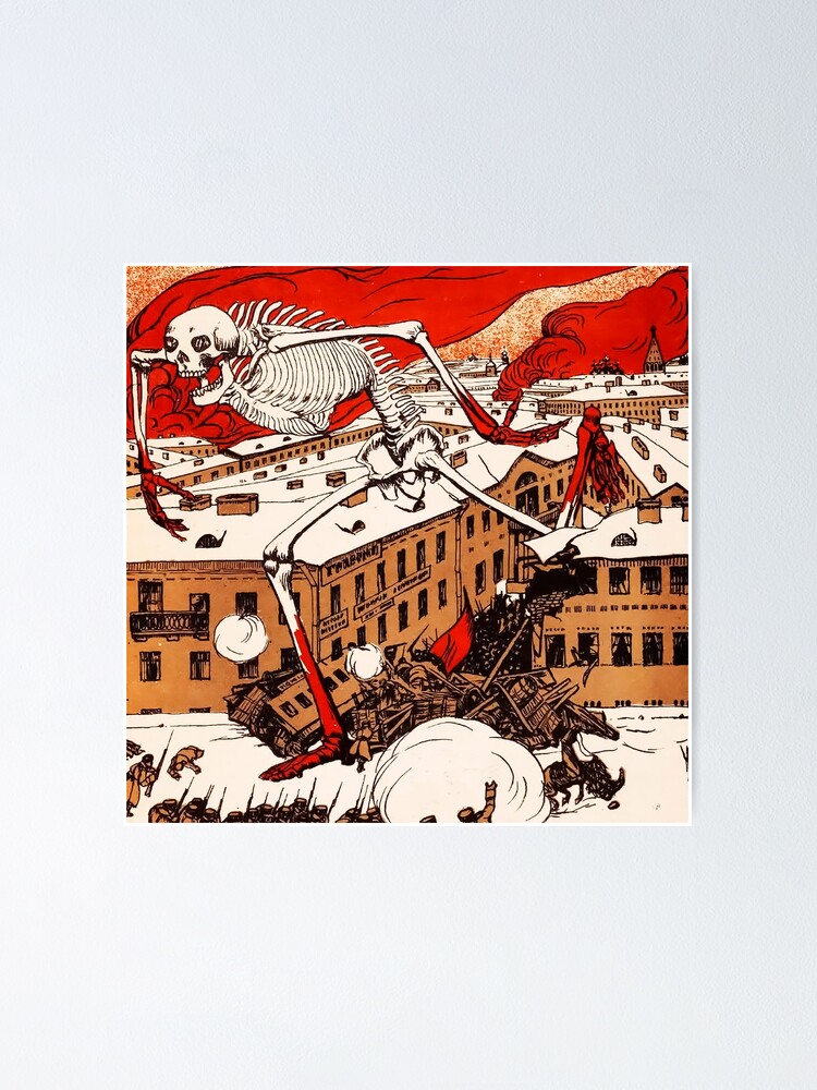 "The Giant Red Skeleton, Vintage Cartoon by Boris Kustodiev" Poster by ...