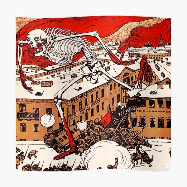 "The Giant Red Skeleton, Vintage Cartoon by Boris Kustodiev" Poster for ...