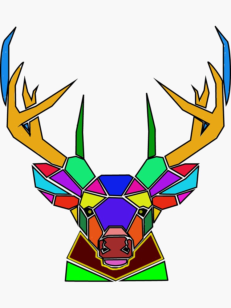 "Stag multi color" Sticker for Sale by Regium-Bay | Redbubble
