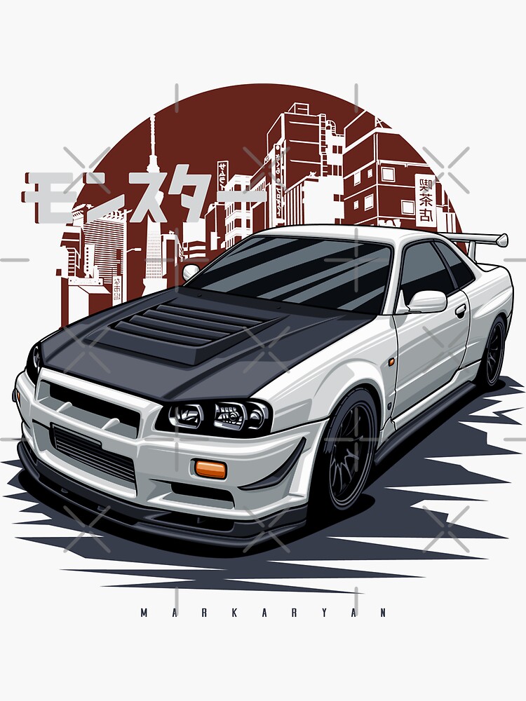 "Monster. Skyline GTR R34" Sticker for Sale by OlegMarkaryan | Redbubble