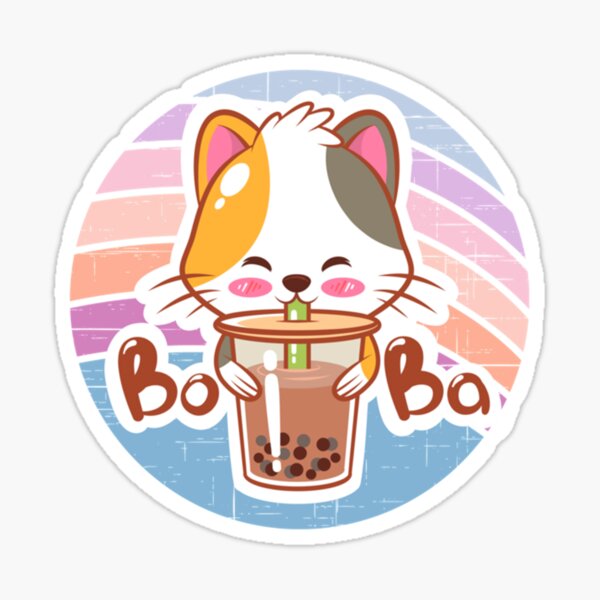 "Aesthetic Cat Drinking Boba " Sticker for Sale by UNCLEGRUMPYINC ...