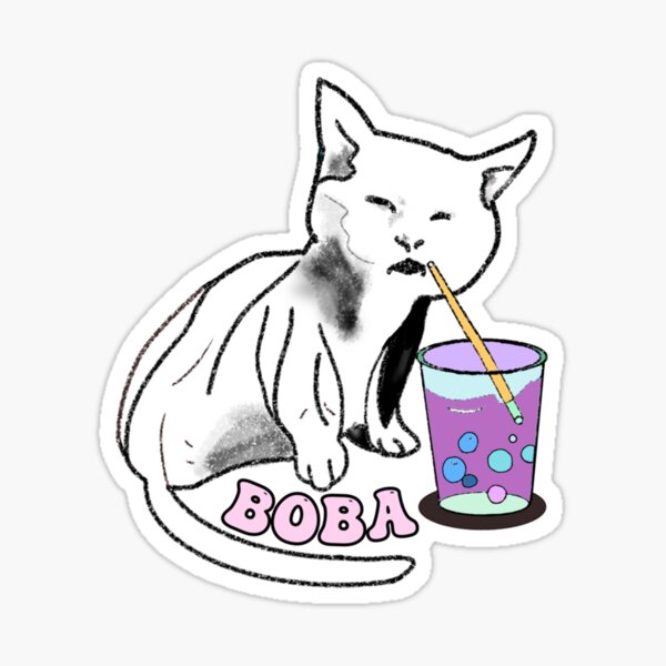 "Aesthetic Cat Drinking Boba " Sticker for Sale by UNCLEGRUMPYINC ...