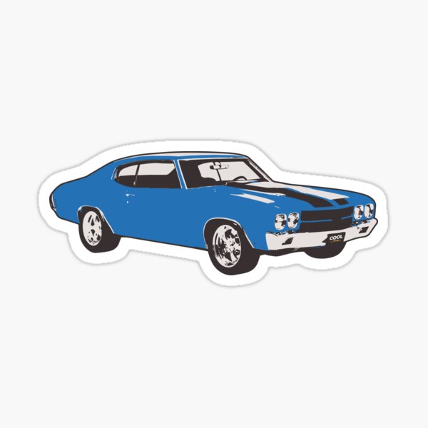 "70 Blue Muscle Car" Sticker by CoolRide | Redbubble