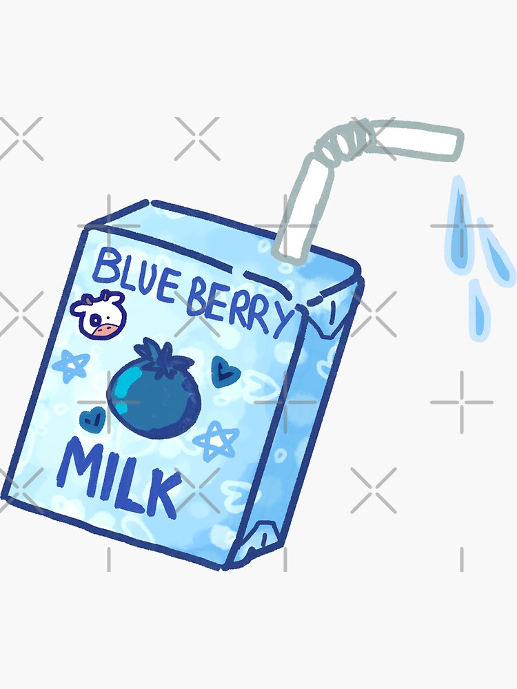 "Cute Blueberry Milk" Sticker for Sale by spiderwingsart | Redbubble