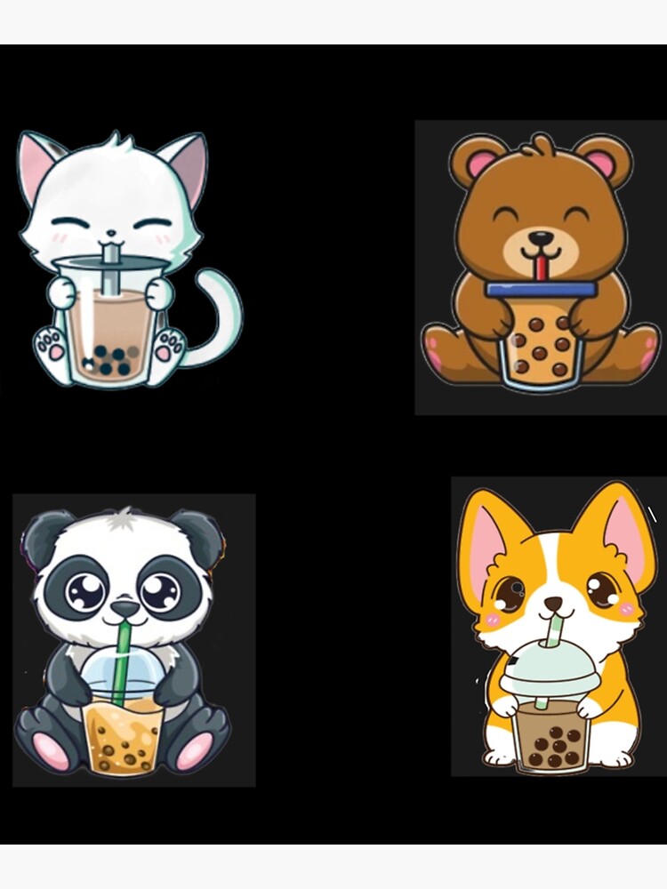 "Cute Animals Drinking Bubble Tea " Poster for Sale by SimpsonDoodles ...