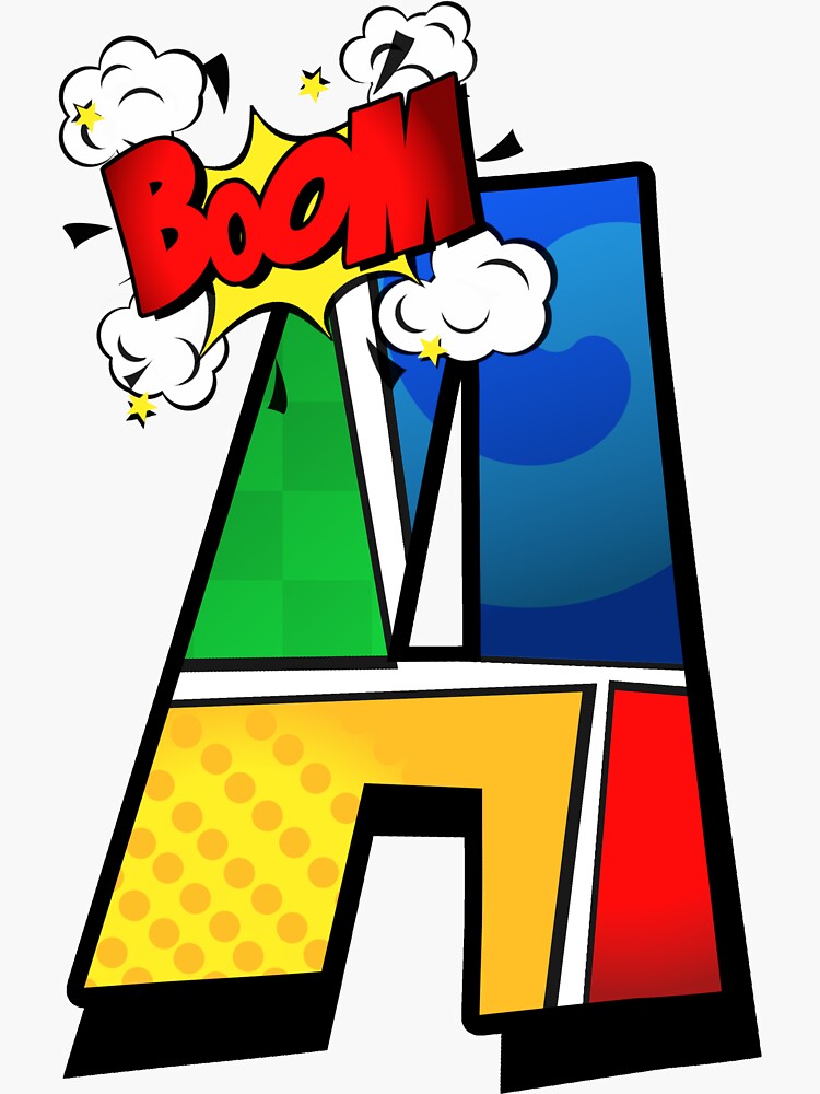"Letter A Comic Boom Explosion" Sticker by Milipifi | Redbubble