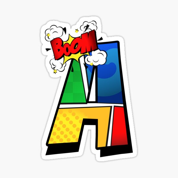 "Letter A Comic Boom Explosion" Sticker by Milipifi | Redbubble