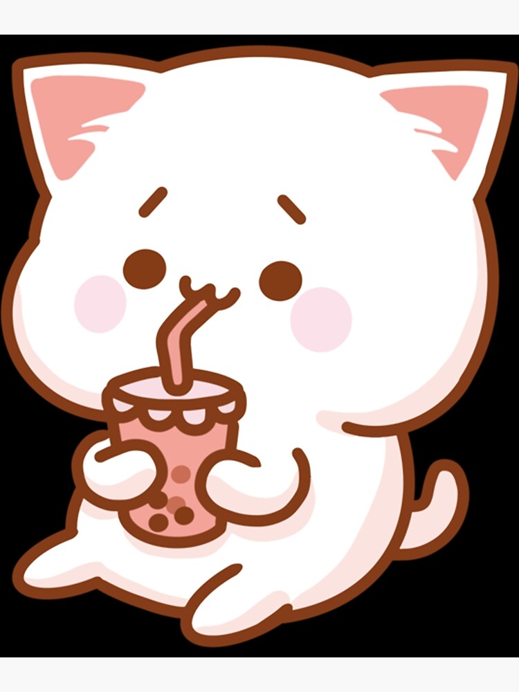 "Kawaii Cat Drinking Bubble Tea " Poster for Sale by SimpsonDoodles ...
