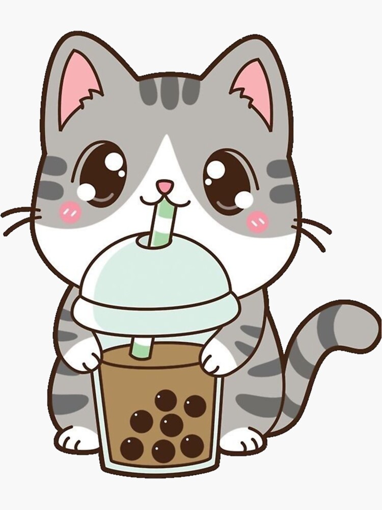 "Kawaii cute kitty boba tea " Sticker for Sale by SimpsonDoodles ...