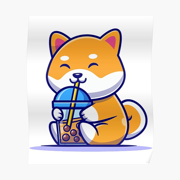"Shiba Inu Dog Drinking Boba " Poster for Sale by SimpsonDoodles ...