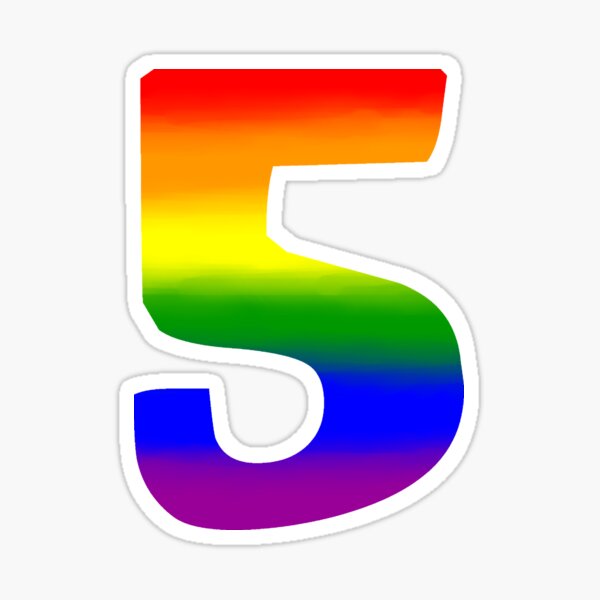 "Number Five - rainbow" Sticker for Sale by JessicaR-Art | Redbubble