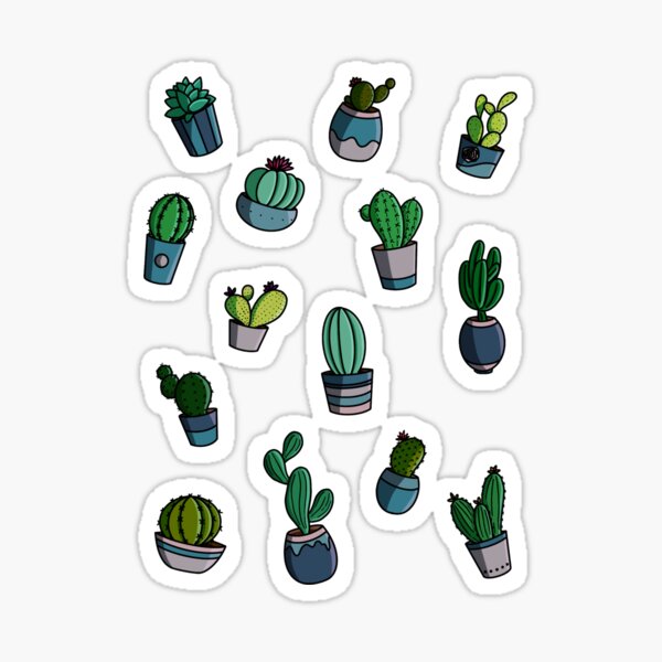 "Cacti Sticker Sheet" Sticker by ObsessiveAndCom | Redbubble