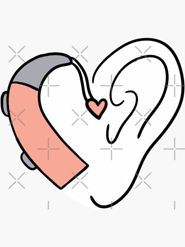 "Hearing Aid Heart with Ear" Sticker for Sale by p19baumanw | Redbubble
