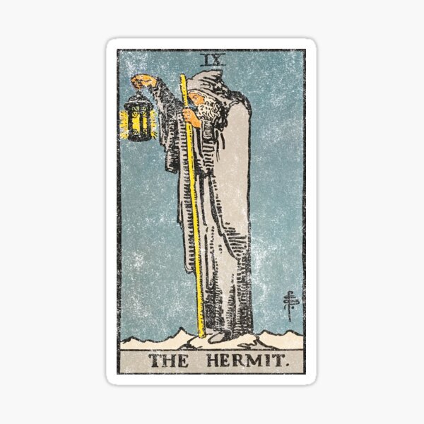 "The Hermit tarot card (distressed) Rider Waite Smith tarot" Sticker ...
