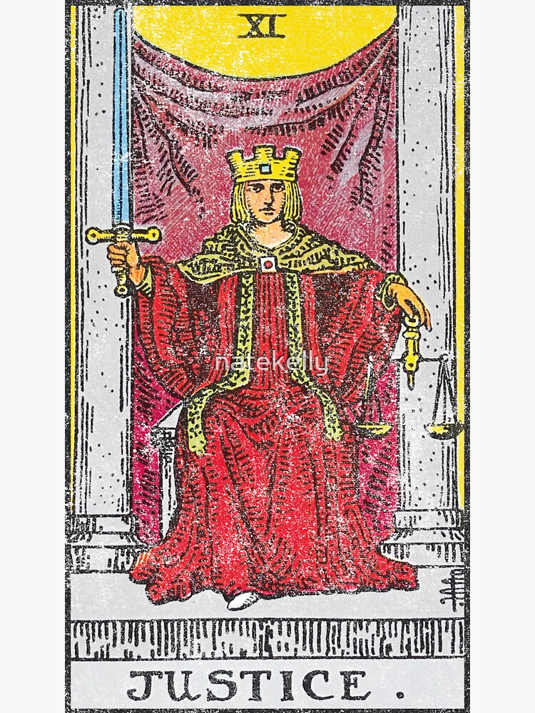 "The Justice tarot card (distressed) Rider Waite Smith tarot" Sticker ...