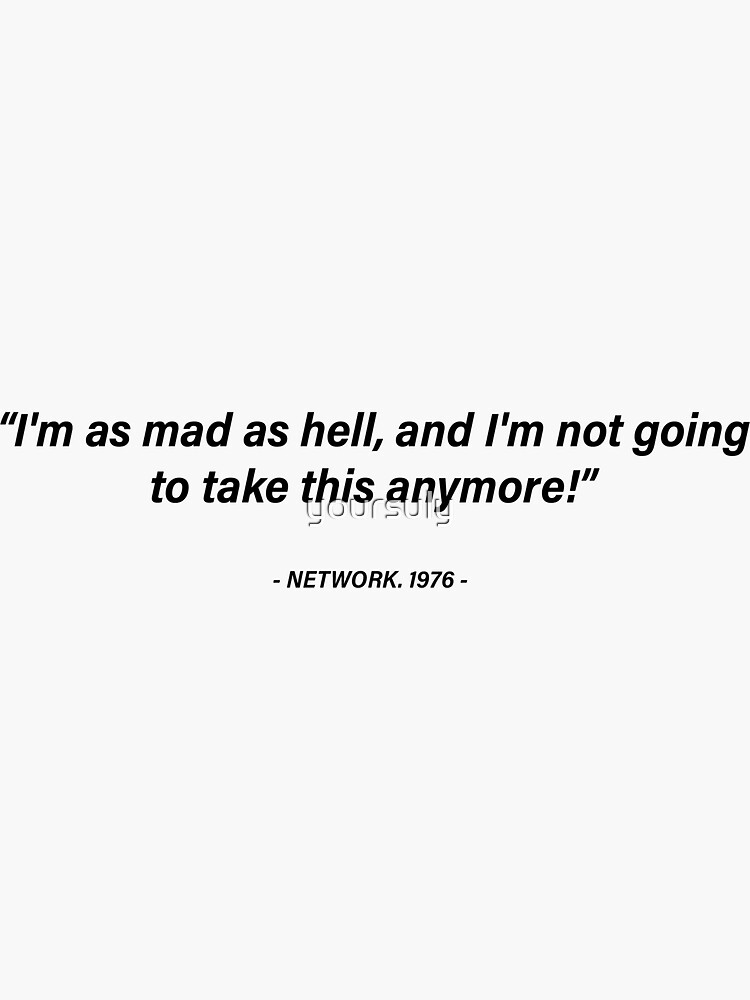 "Movie quotes Network 1976" Sticker for Sale by yoursuly | Redbubble