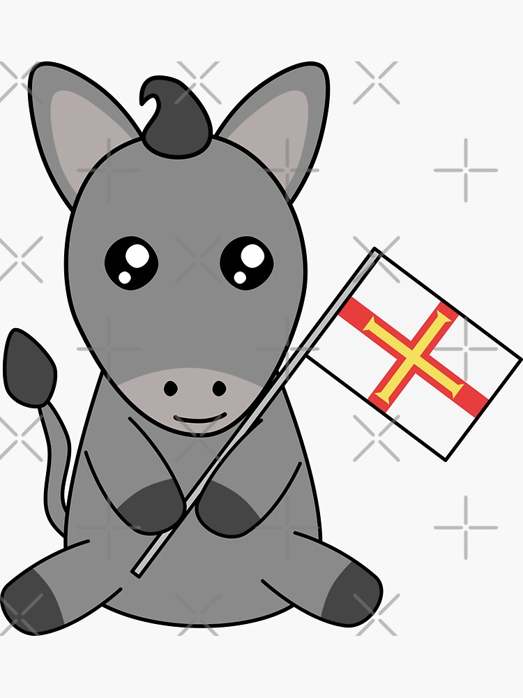 "Guernsey Donkey Waving Guernsey Flag" Sticker for Sale by cashewdays ...