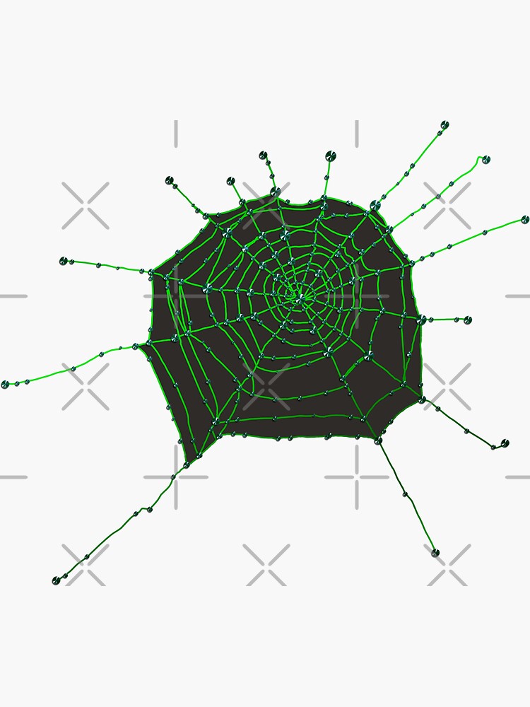 "Gothic Spider Web Green Glitter Halloween Cobweb Pattern" Sticker for ...