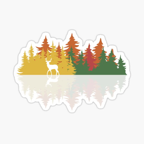 "Pine trees with dear " Sticker for Sale by NoSignalswag | Redbubble