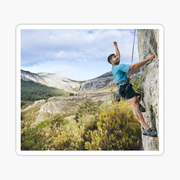 "Man Climbing Rock Nature" Sticker for Sale by Rittichai | Redbubble