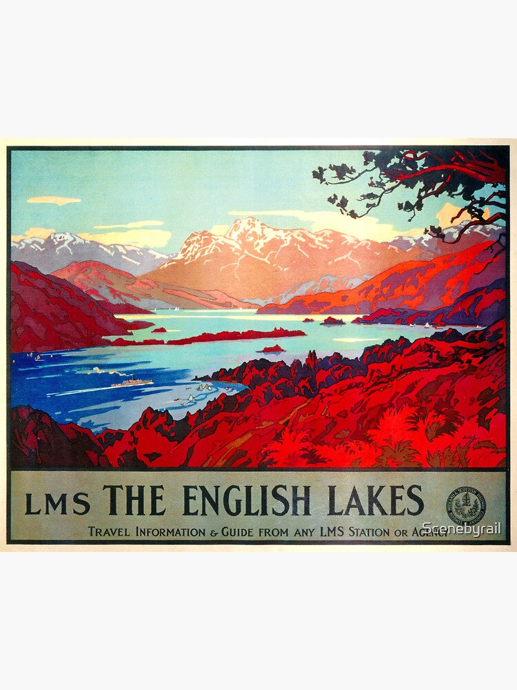 "Vintage LMS Railway travel poster for The English Lakes" Sticker for ...