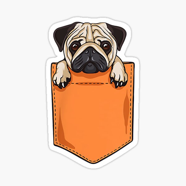 "Pug Dog in Pocket Kawaii Anime Lover Gift Girls, Boys" Sticker for ...