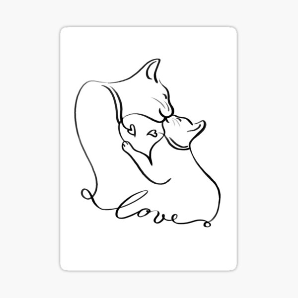 "Animal, cats, kitten, mom, baby, Line Art, Line Drawing, Love sign ...