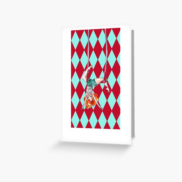 "Trapeze Girl Kay on Harlequin Print" Greeting Card by kellymaryanski ...