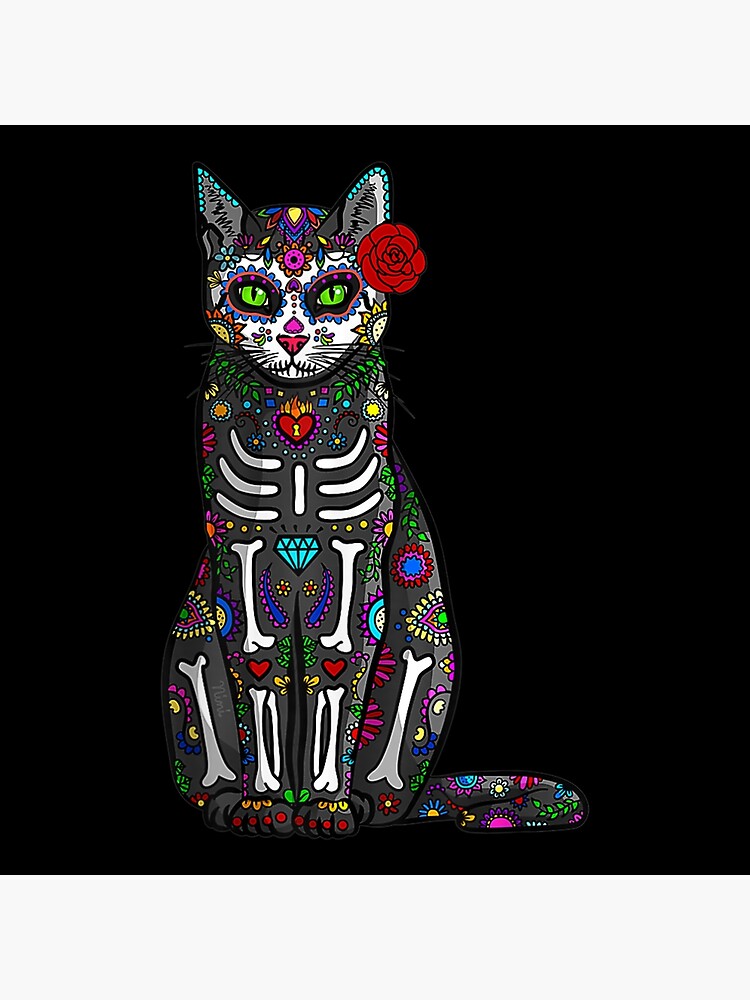 Póster «Cat dia de los muertos day of the dead El Gato sugar skull» de ...