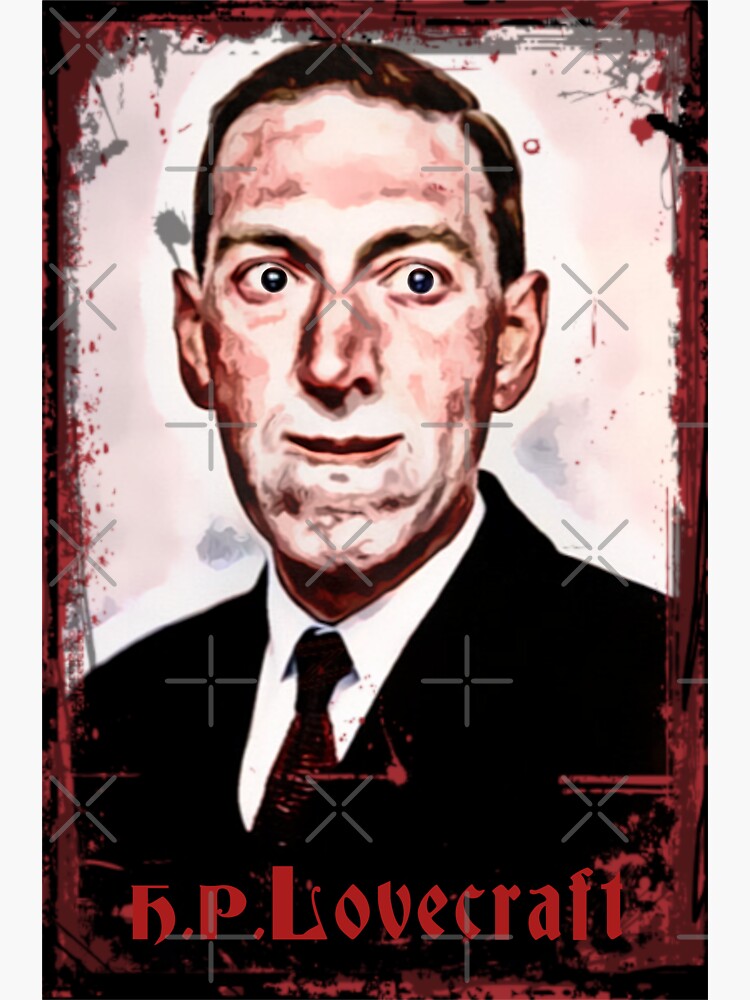 "Smiling H. P. Lovecraft grungestyle portrait" Sticker by Zanimations ...
