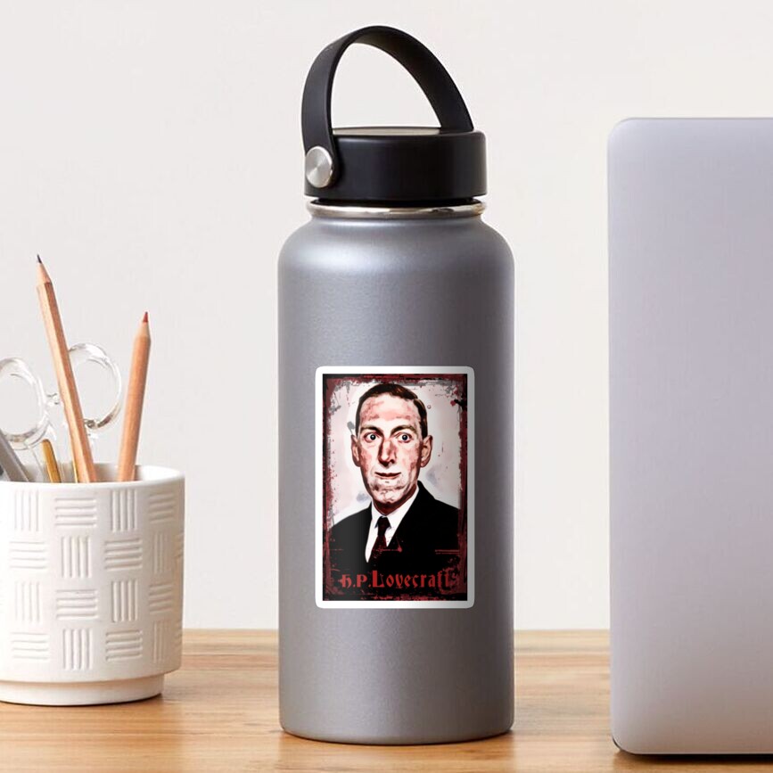 "Smiling H. P. Lovecraft grungestyle portrait" Sticker by Zanimations ...