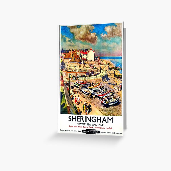 "Vintage British Railways travel poster for Sheringham" Greeting Card ...