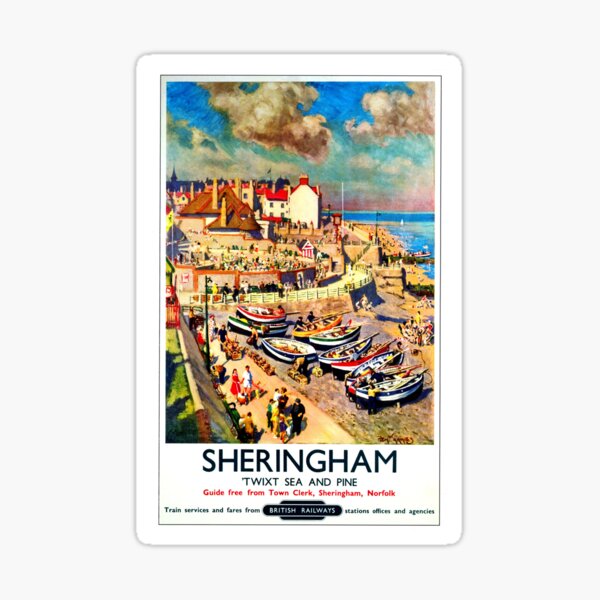 "Vintage British Railways travel poster for Sheringham" Sticker for ...