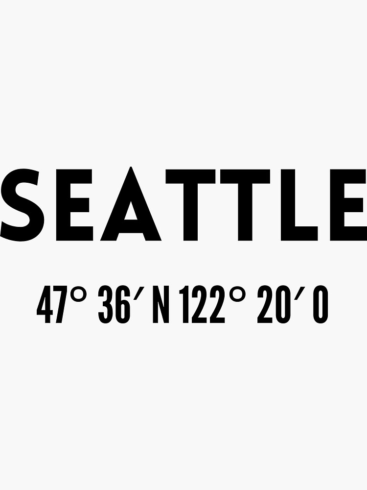 "Seattle, United States (GPS coordinates)" Sticker by Ahmed-K | Redbubble