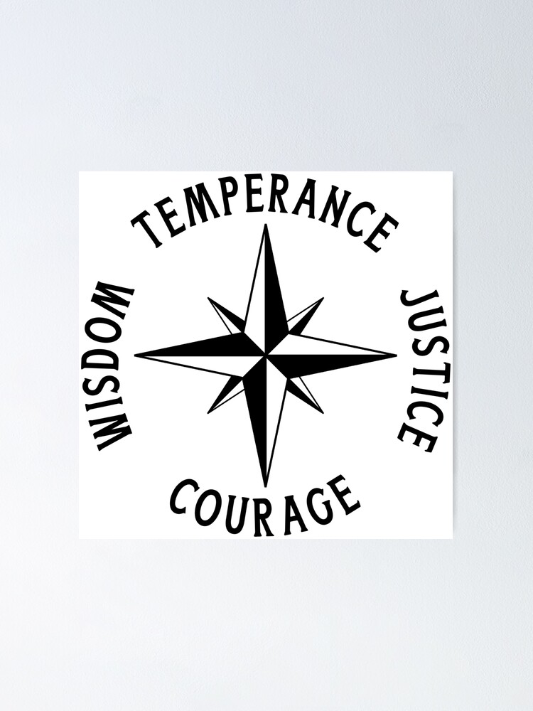 Póster «TEMPLANZA JUSTICIA CORAJE SABIDURÍA 4 Virtudes estoicas ...