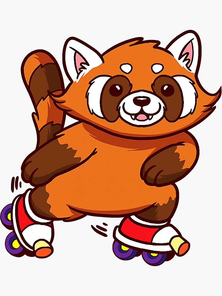 "Red Lesser Panda Roller Skate Animal" Sticker for Sale by ...