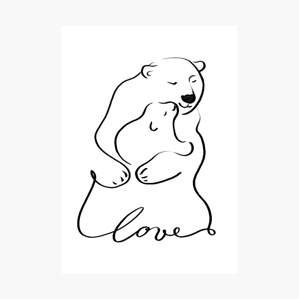 "Animal, bears, mom, baby, Line, Art, Line Drawing, Love sign, kiss ...