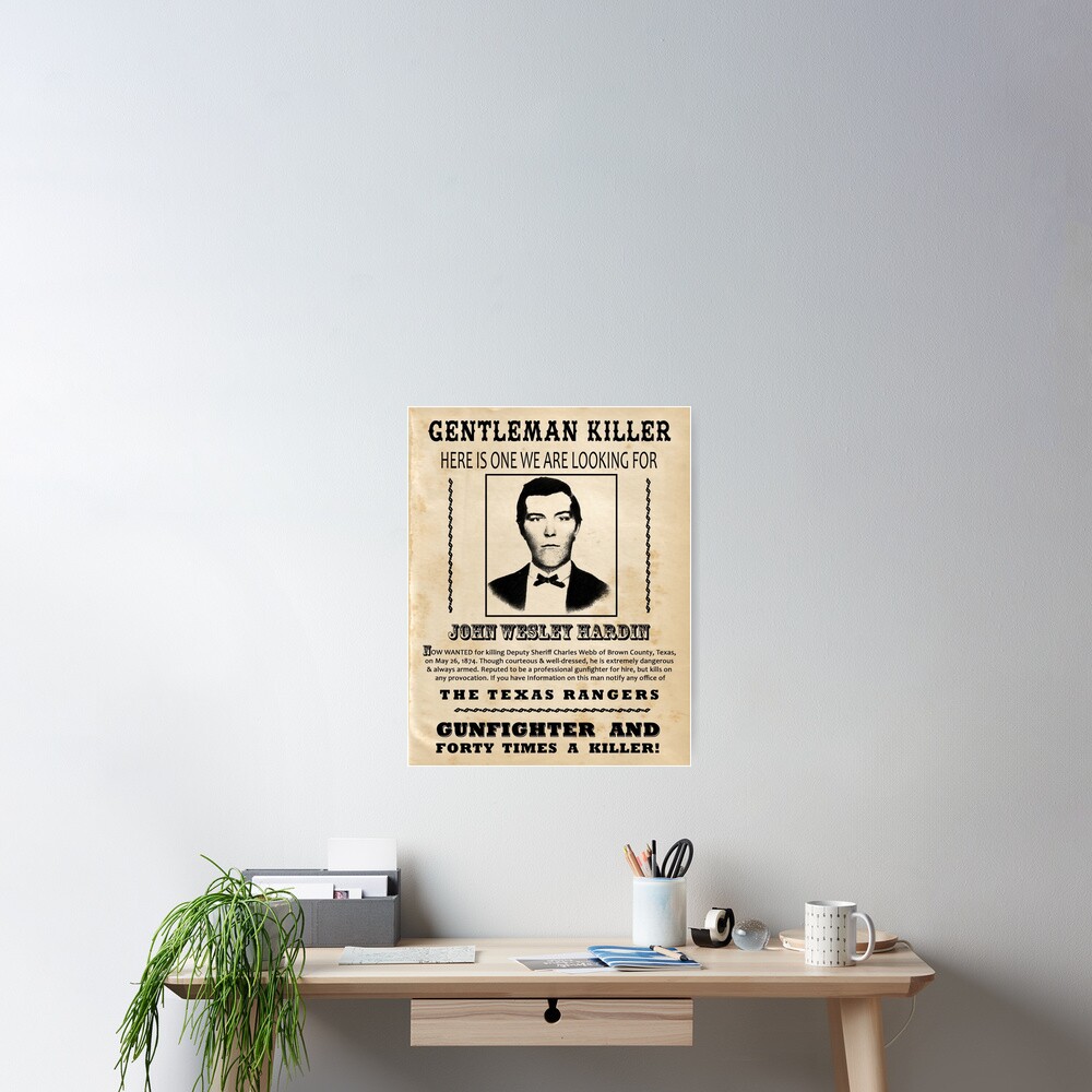 "John Wesley Hardin Wanted Poster" Poster for Sale by kayve | Redbubble