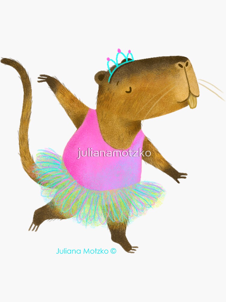 "Capybara / Nutria dancing ballet" Sticker for Sale by julianamotzko ...