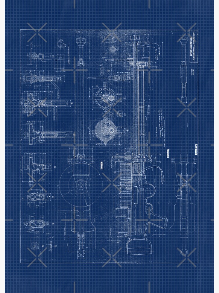 "Lewis machine gun Full Blueprint" Sticker for Sale by FunkyPrints7 ...